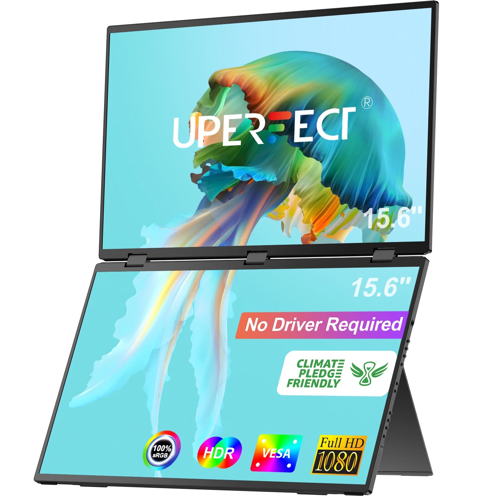 UPERFECT Трипл Скрин Портативный Монитор 15.6/18.5 дюймов Lite 15.6inch, Европейская вилка (EU Plug)