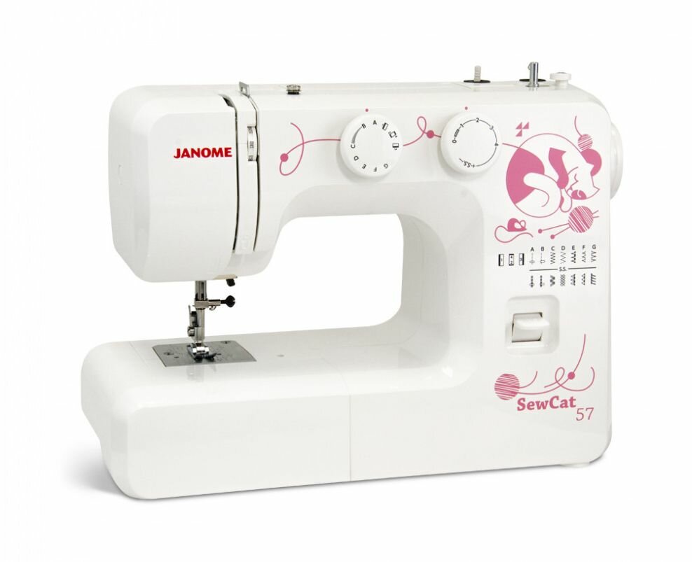 Швейная машина Janome "Sew Cat 57", электромеханическая, белая, 15 швейных операций