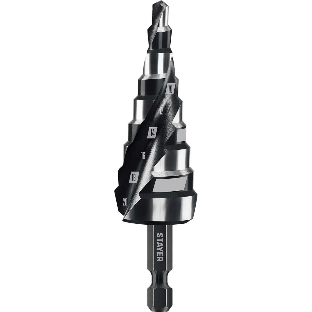 STAYER Pro-Max Cверло ступенчатое 4-20мм, 9 ступеней, винтовая спираль 29661-4-20-9