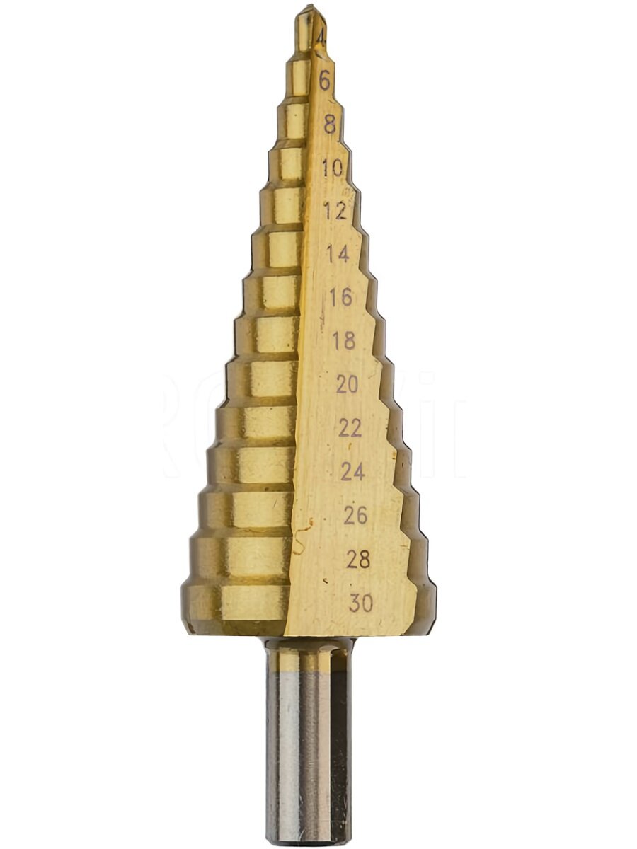 Сверло по металлу ступенчатое P.I.T. AMED09-0430 (Ø4-30мм, 14 ступеней с шагом 2мм, HSS)