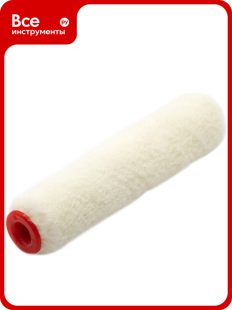 Валик DeltaRoll велюровый, белый, ворс 4 мм, 100х25 мм R02100, для работ гладких поверхностях, 100×25