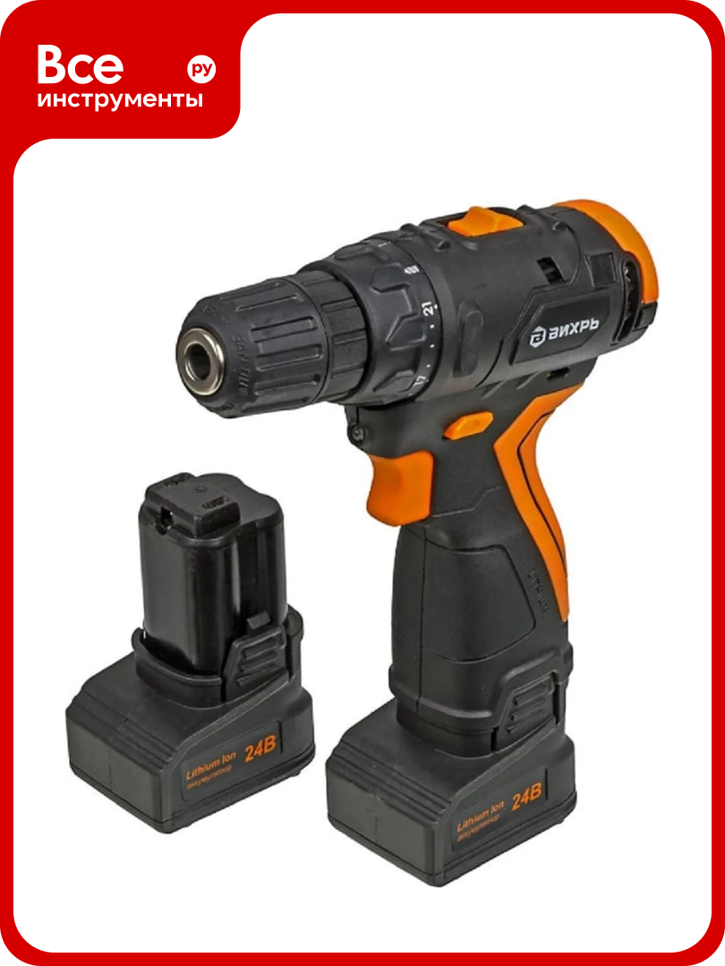 Аккумуляторная дрель-шуруповерт Вихрь ДА-24Л-2К/Б 72/14/24, для древесины составляет, высокую производительность