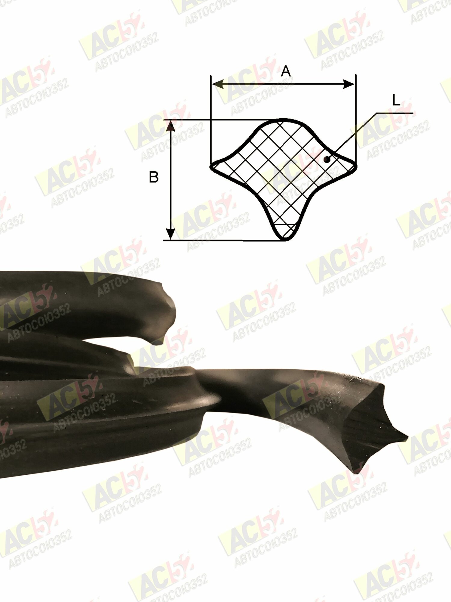 Замок стекла заднего (Т-образный) для а/м Камаз, L-1590мм , БРТ 5320-5603024