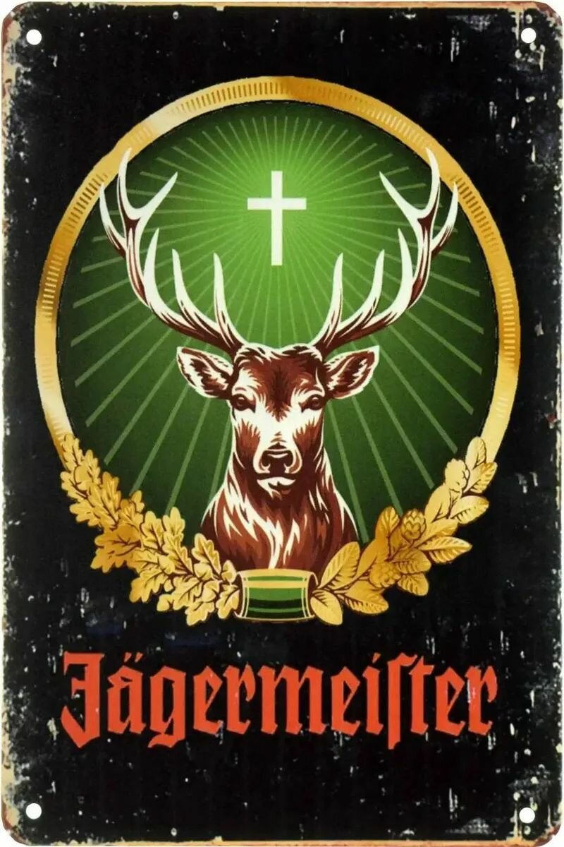 Jagermeister-Винтажная жестяная табличка, Логотип кафе-бара-ночного клуба 20*30cm