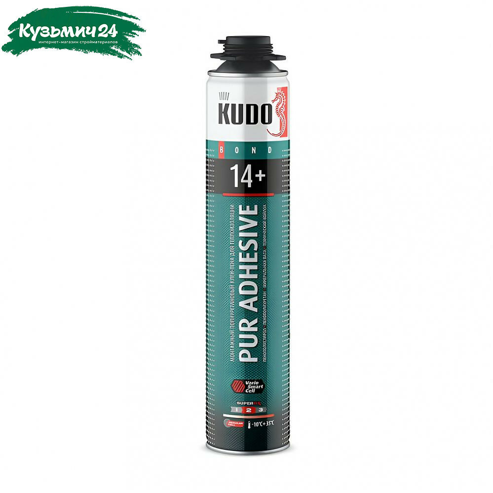 Клей-пена монтажная Kudo Pur Adhesive Proff 14+ 54413, для теплоизоляции, всесезонная, 1000 мл