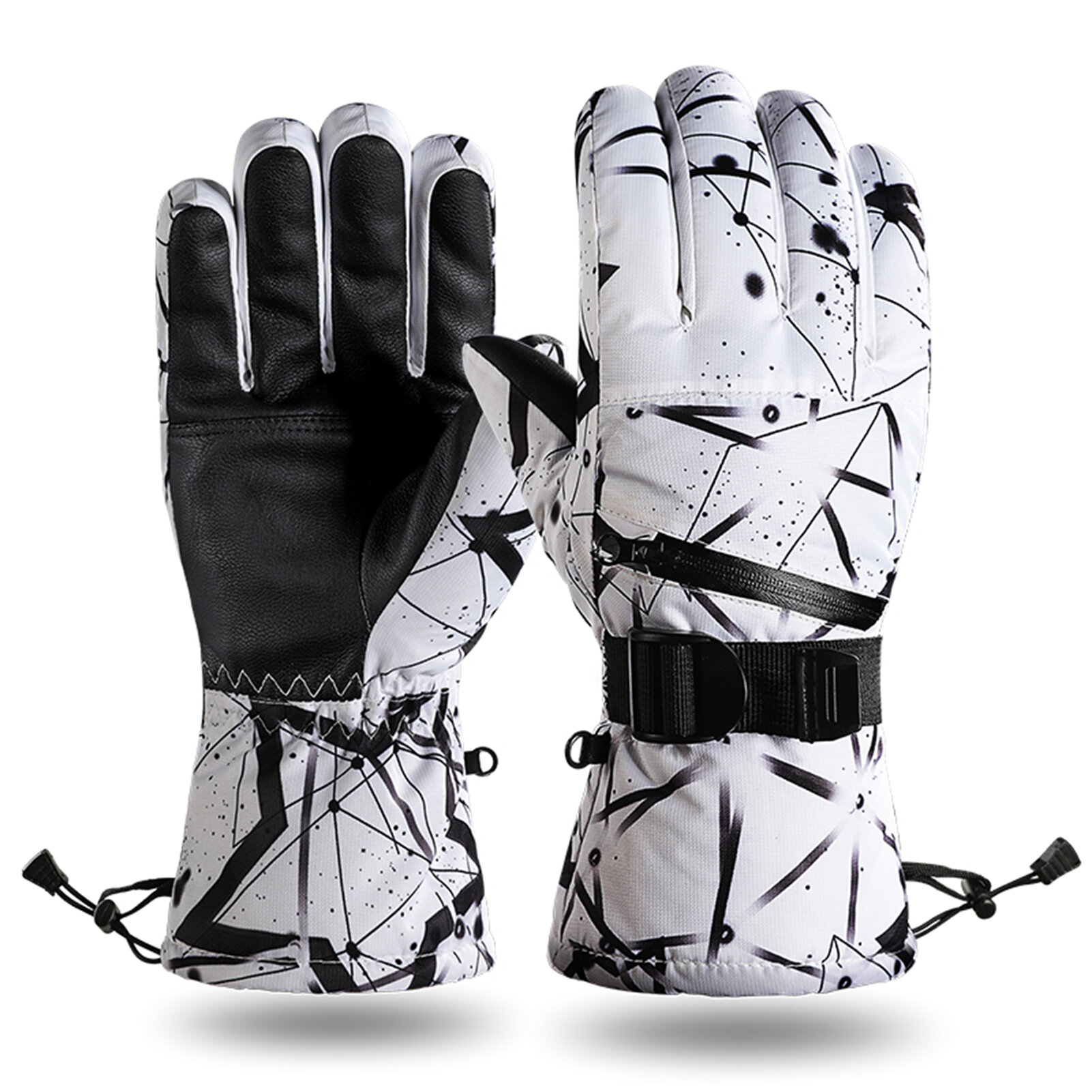 Перчатки для лыж и сноуборда зимние женские мужские водонепроницаемые с тачскрином и шнурком для занятий спортом на открытом воздухе, цвет: 1/2/3/4/5 (выбор), размер: M/L/XL (выбор), материал: Полиэстер + Бархат + Пластик + Нейлон, вес: около 181-205 г /