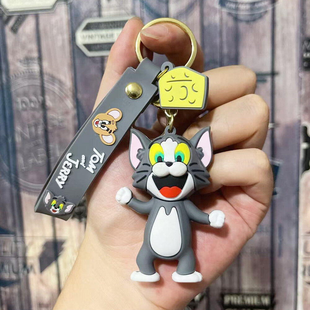 Брелок в виде скейтборда, мультяшная кукла Том и Джерри, подвеска для рюкзака, милый декоративный элемент, Том в стоячей позе.