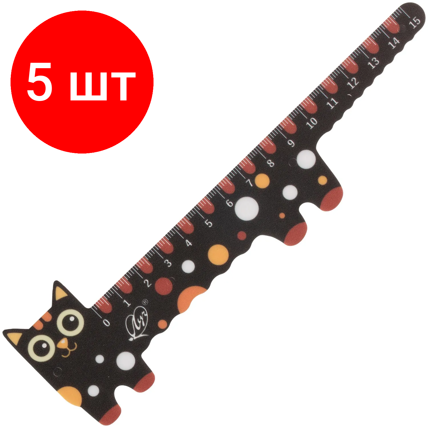 Комплект 5 штук, Линейка фигурная Кот 34С 2265-08