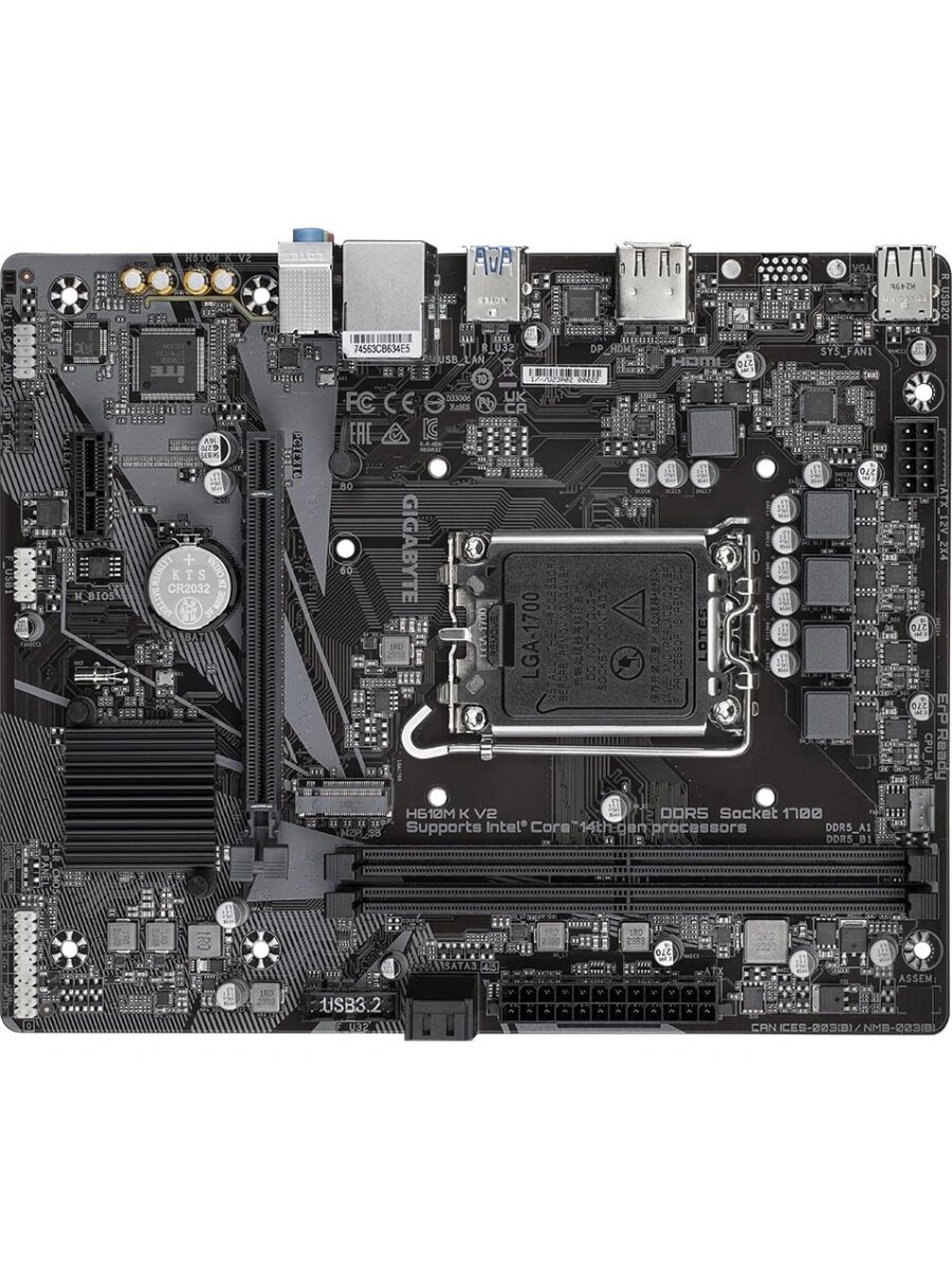 Материнская плата Gigabyte H610M K V2, Socket LGA 1700, Intel H610, mATX, Ret