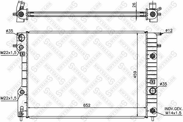 Радиатор системы охлаждения STELLOX 10-25065-SX Opel Omega B 2, 0-2, 5 Aut. 94-00