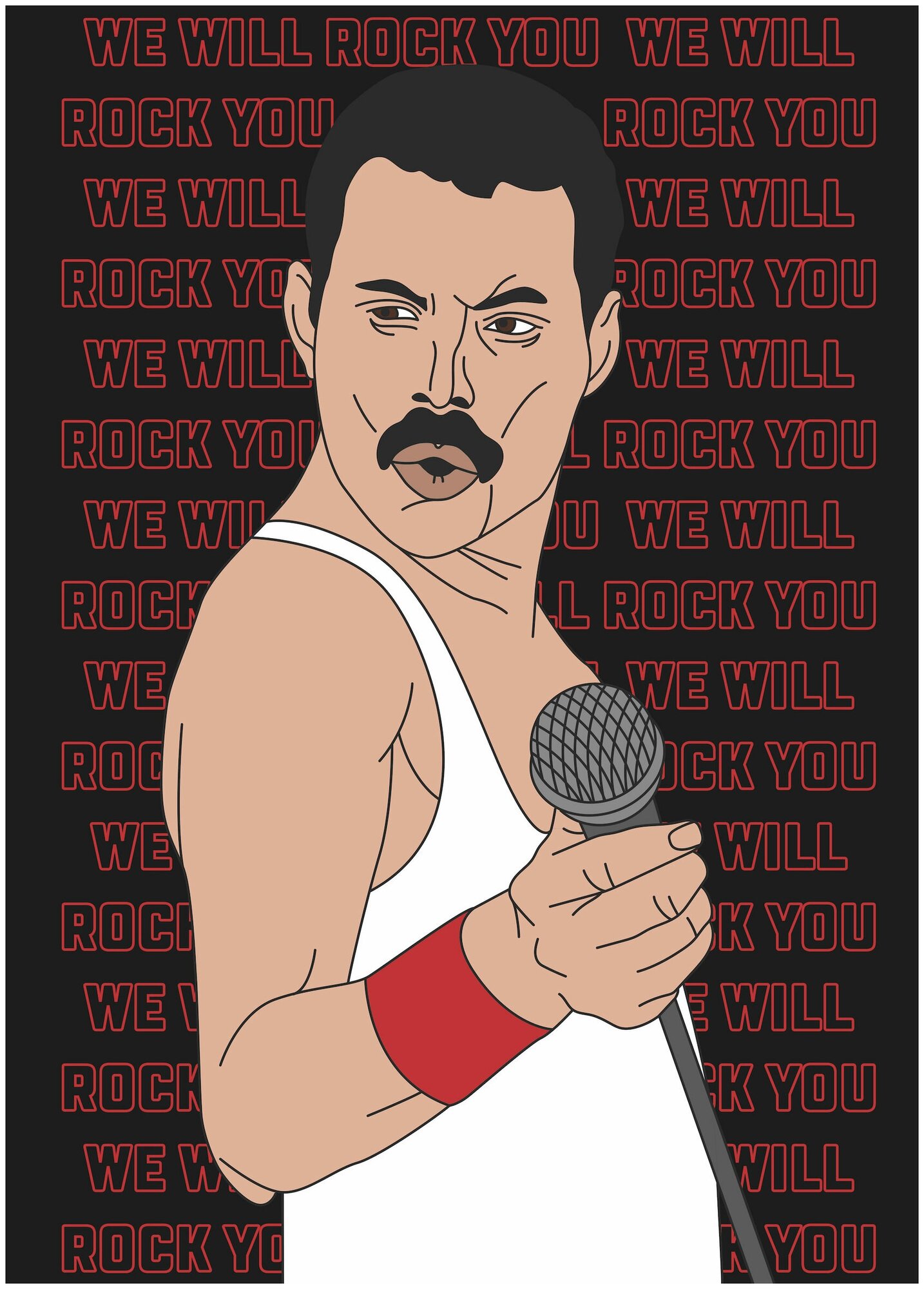 Постер / Плакат / Картина Freddie Mercury black 60х90 см в подарочном тубусе