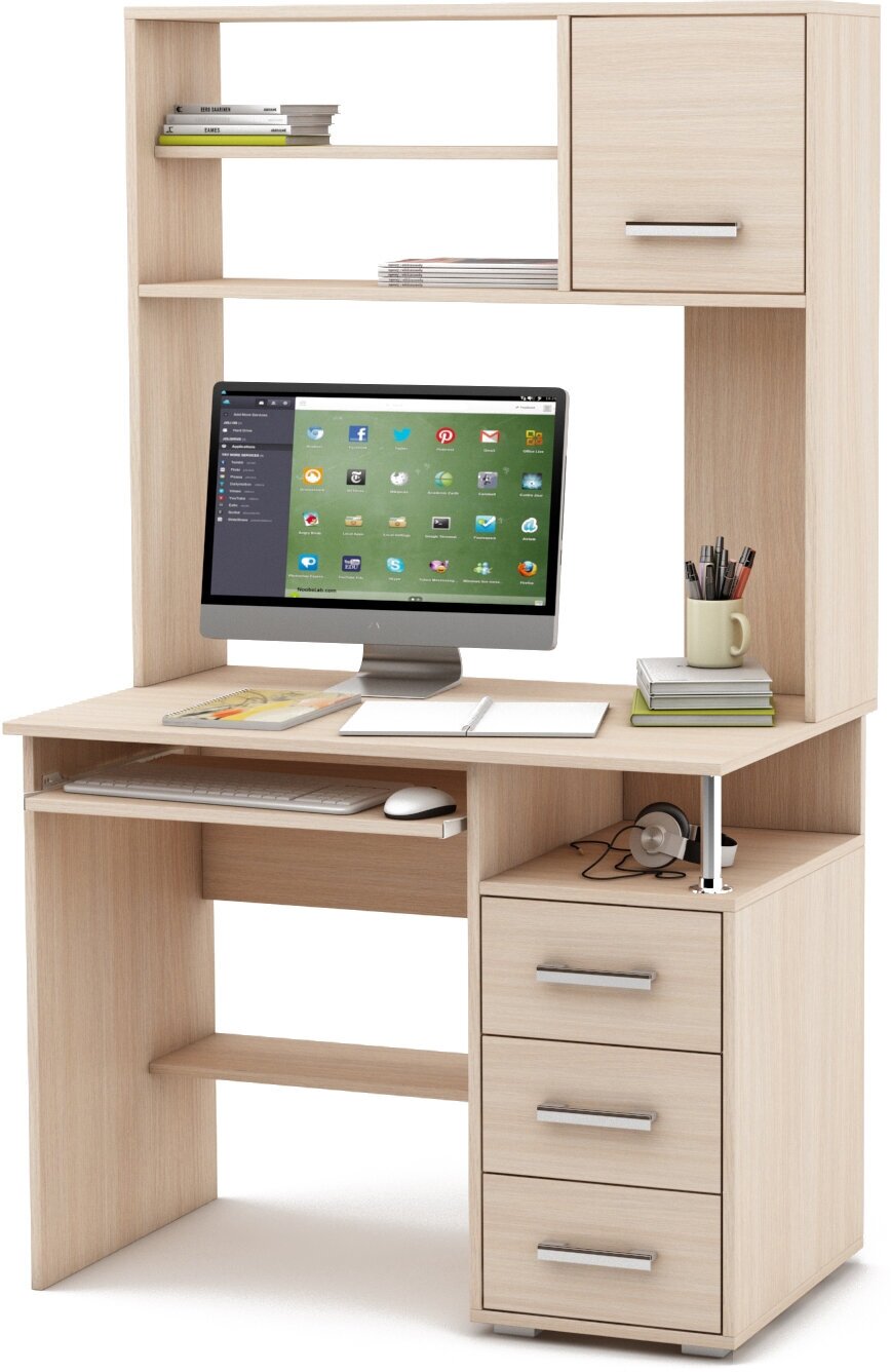 Компьютерный стол Амбер (Реал) 15K, ЛДСП, с надстройкой, 165 х 97 х 60 см