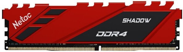 Оперативная память NETAC Shadow, DDR4, 8GB (1x8GB), 2666MHz, CL19, DIMM, с радиаторами, красный