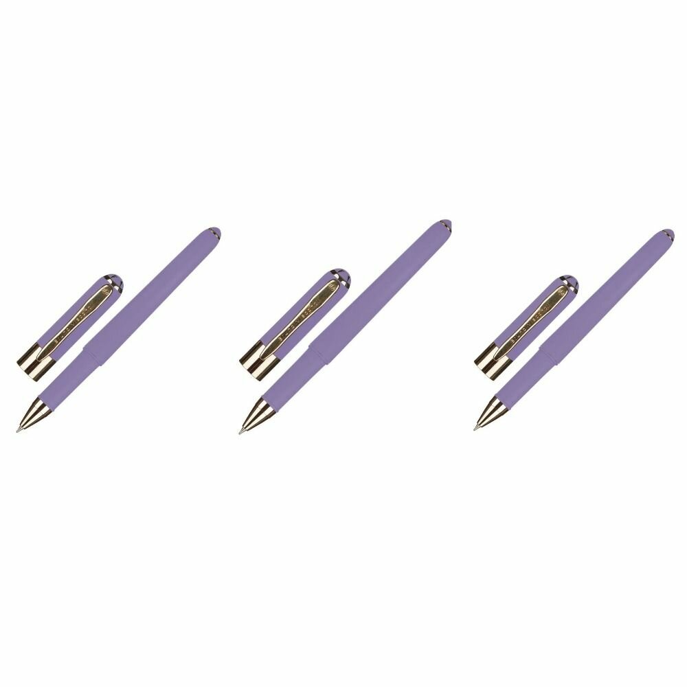 Bruno Visconti Ручка шариковая неавтоматическая Monaco лавандовый корпус, синяя манжетка, 0,5 мм, 3 шт