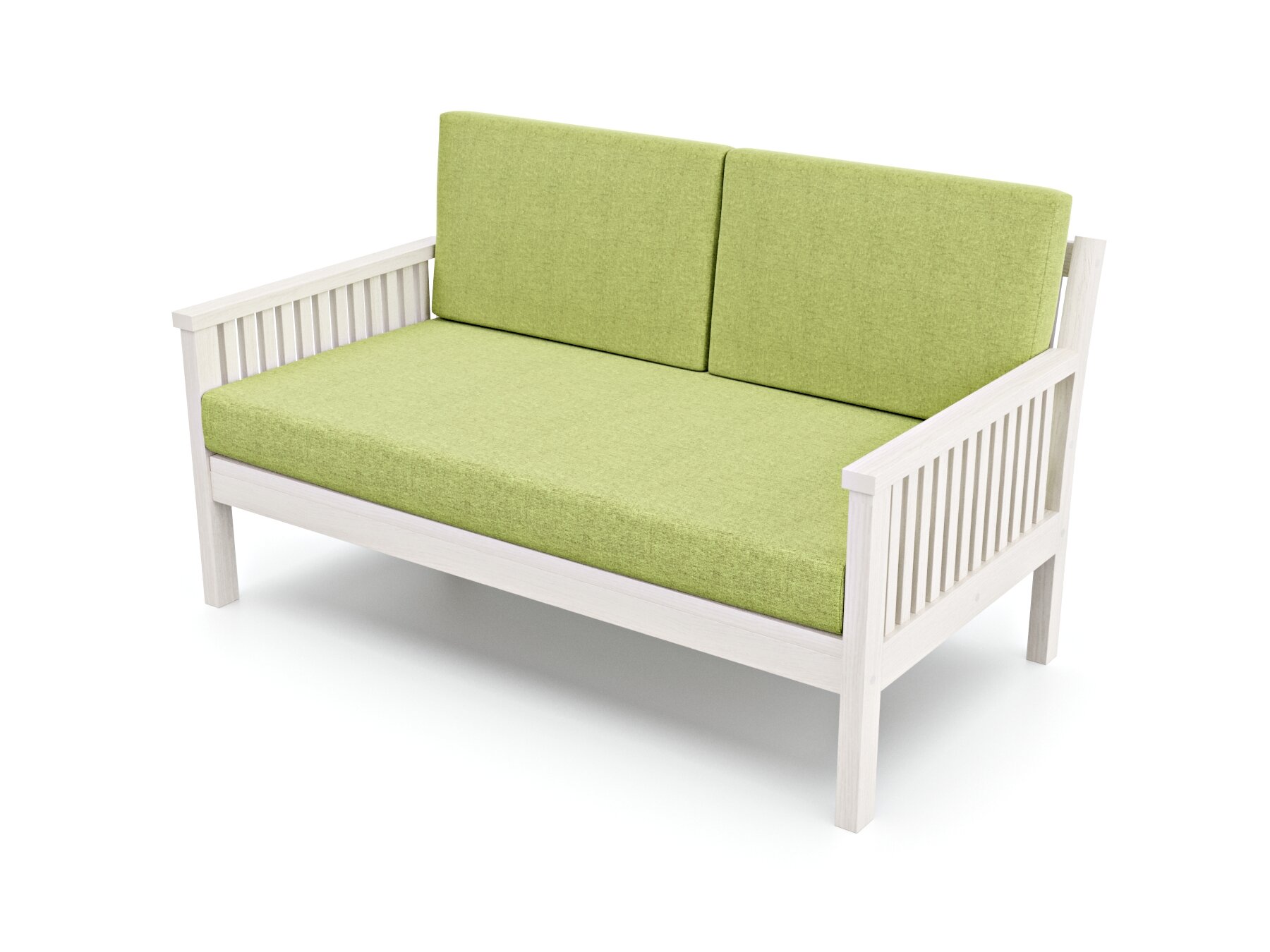 Диван прямой Arsko Норман, зеленый-беленый дуб, рогожка, массив дерева, офисный, садовый, для кафе и бара, для салона красоты