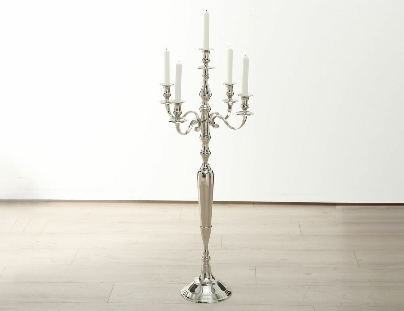 Подсвечник-канделябр на 5 свечей готико, металл, серебряный, 105 см, Boltze 3083400
