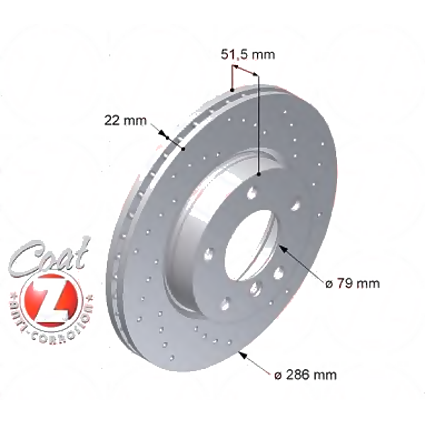 ZIMMERMANN 150.1269.52 (34111160674 / 34111162282 / 34111162288) диск торм BMW (БМВ) e36 90- / e46 98- / z3 97- пер