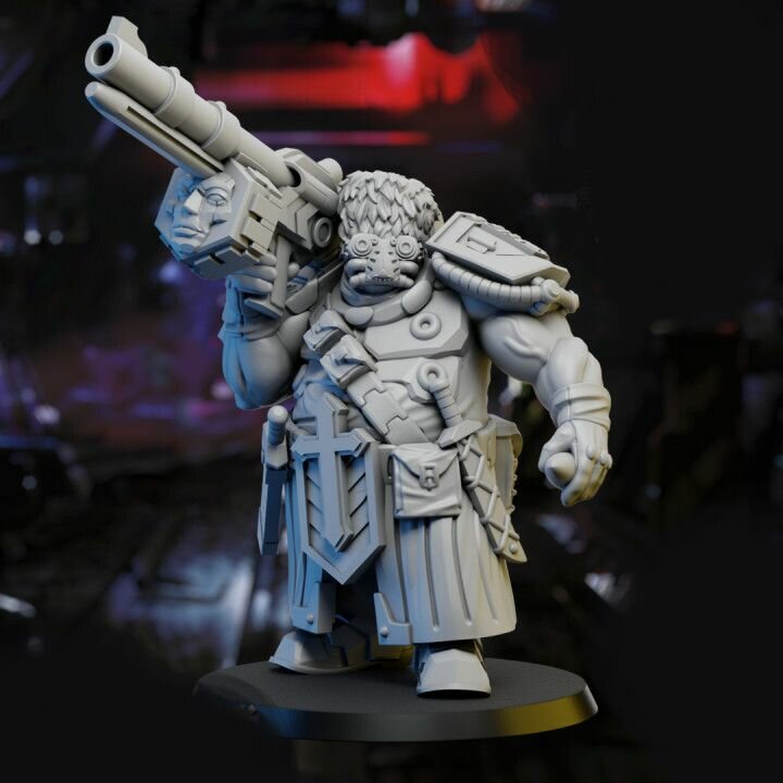 Astra Militarum Vostroyan Firstborn Ogryn Огрин №10 с дробовиком миниатюра для DnD (ДнД) и других Настольных игр( НРИ, Варгеймов или РПГ), фентези тематика
