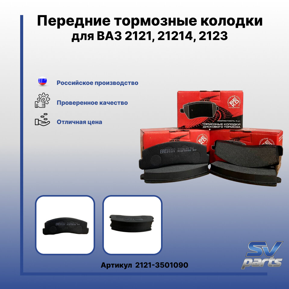 Передние тормозные колодки для ВАЗ 2121, 21214, 2123