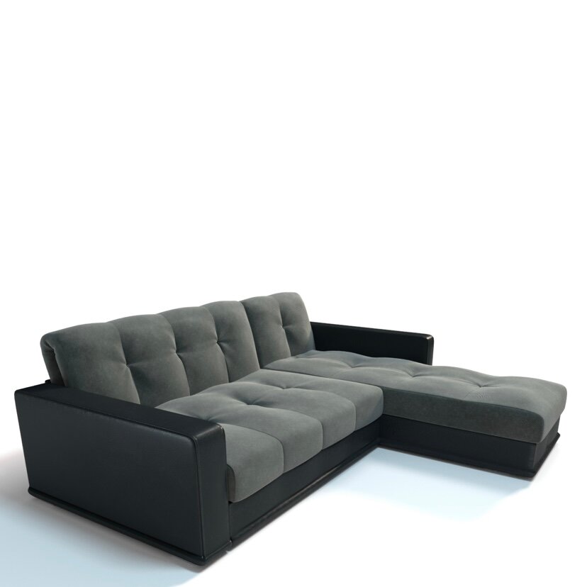 Диван угловой DiHall "Амадей", велюр, серый, ящик для белья,