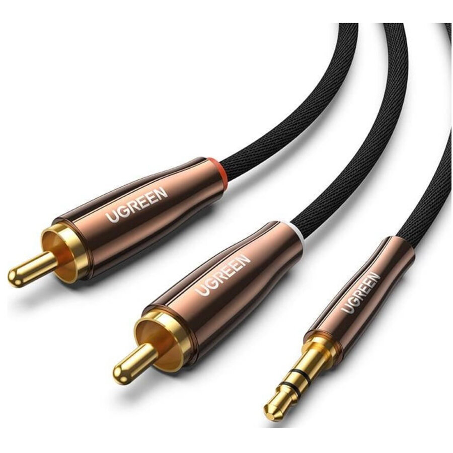 Кабель UGREEN AV170 (80845) 3.5mm Male to 2*RCA Copper Case Braided Aux Cable - 1 метр
