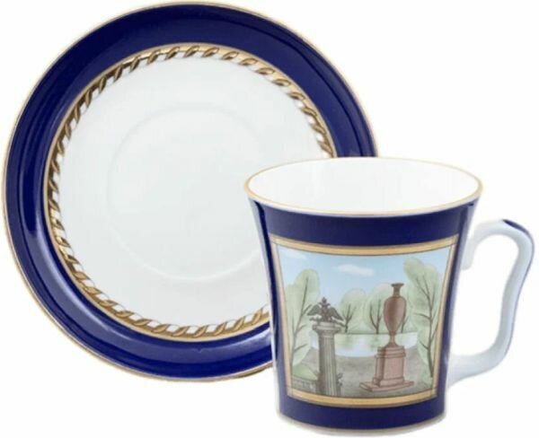 Бокал с блюдцем 360 мл, форма "Ленинградский", рисунок "Порфировая ваза" Императорский фарфоровый завод