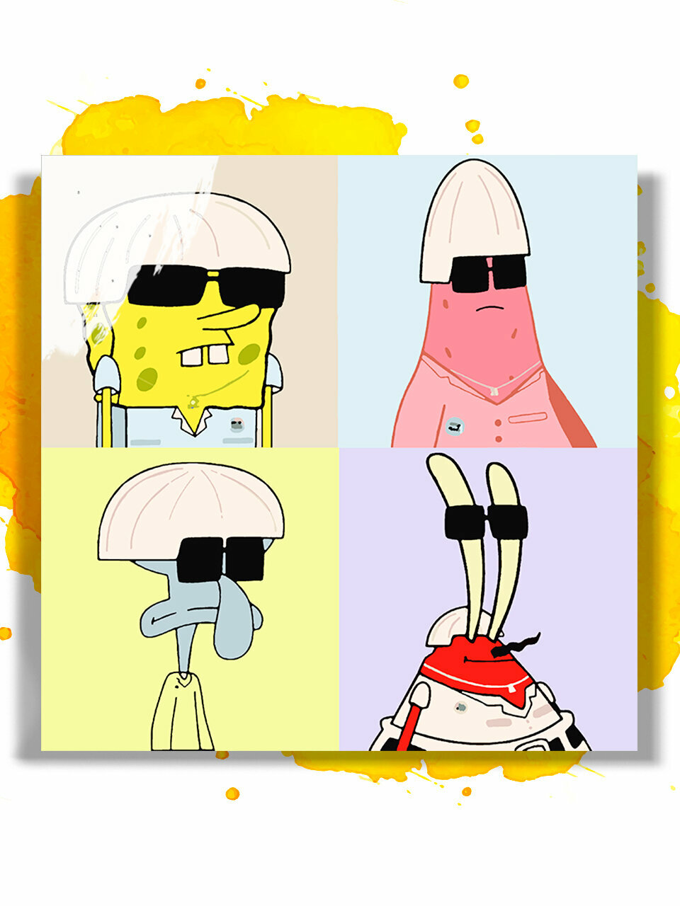 Картина по номерам на холсте Губка Боб коллаж, 50 х 50 см