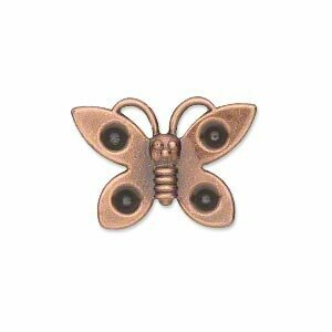 Декоративный элемент, 25х18мм, бабочка, базовый материал - сталь, медная, 5 шт.