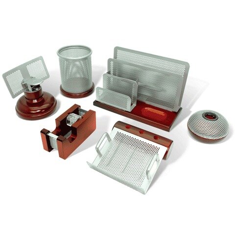 Настольный набор для руководителя GALANT Wood&Metal, 6 предметов, красное дерево, никелированный металл