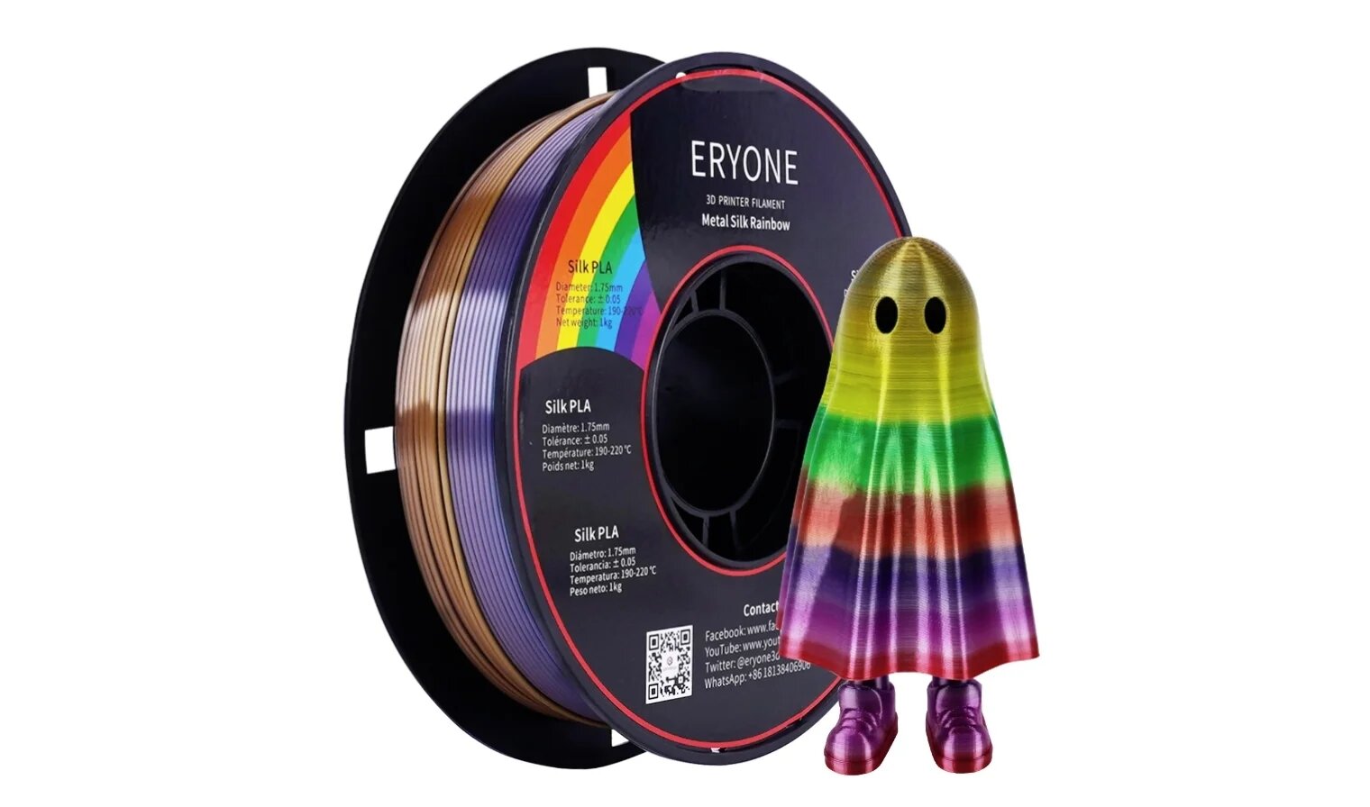 PLA ERYONE Silk Rainbow Радужный шелк Metal, 1 кг, филамент для 3д принтера
