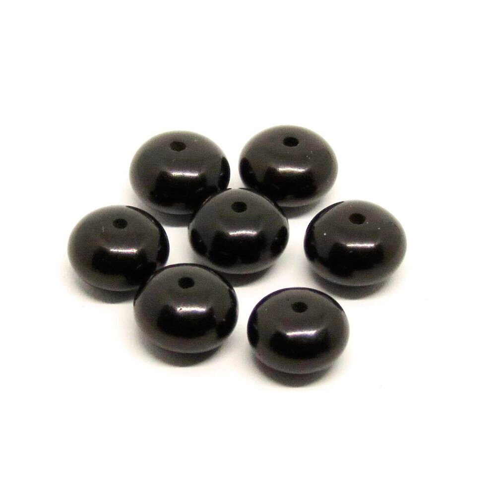 Бусины каменные, гагат, 9х5-10х7мм, рондель, 10 шт.