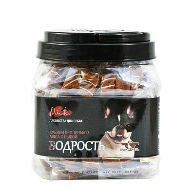 Лакомство для собак Бодрость, Кубики Кроличьего мяса с Рыбой , 630 грамм, 1 банка