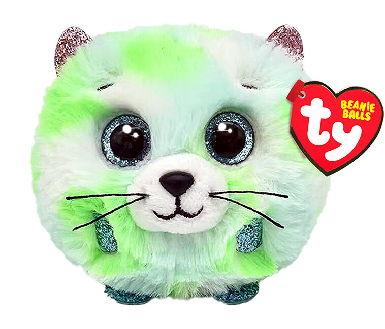 TY Игрушка-пуф Еви зеленый котенок, 10 см