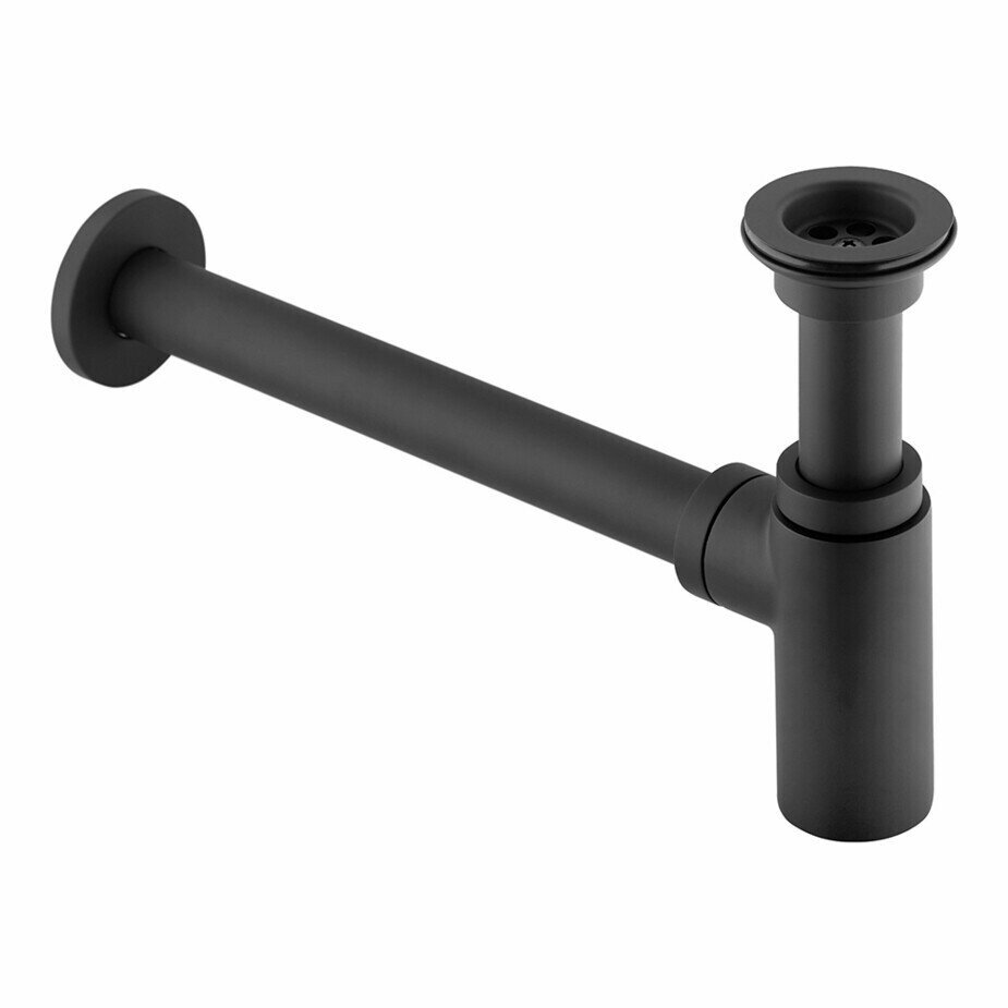 Сифон для раковины 1 1/4х32 мм бутылочный с выпуском d65 мм с отводом черный