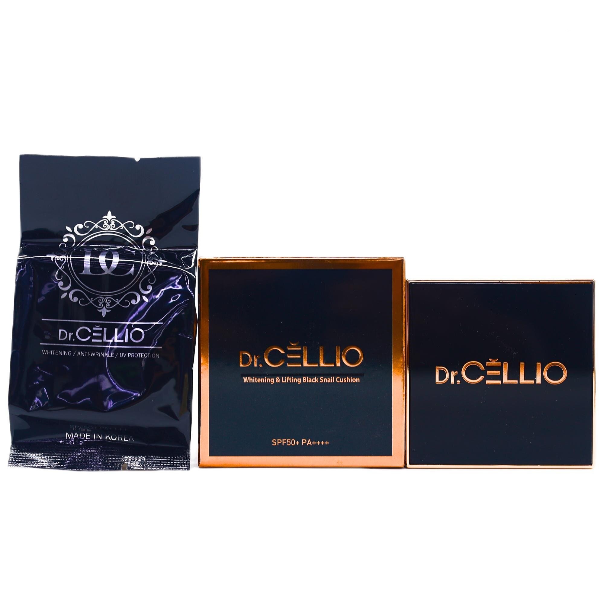 Осветляющий кушон для лица с муцином черной улитки Dr.Cellio Whitening & Lifting Black Snail Cushion №.21 (14 гр)