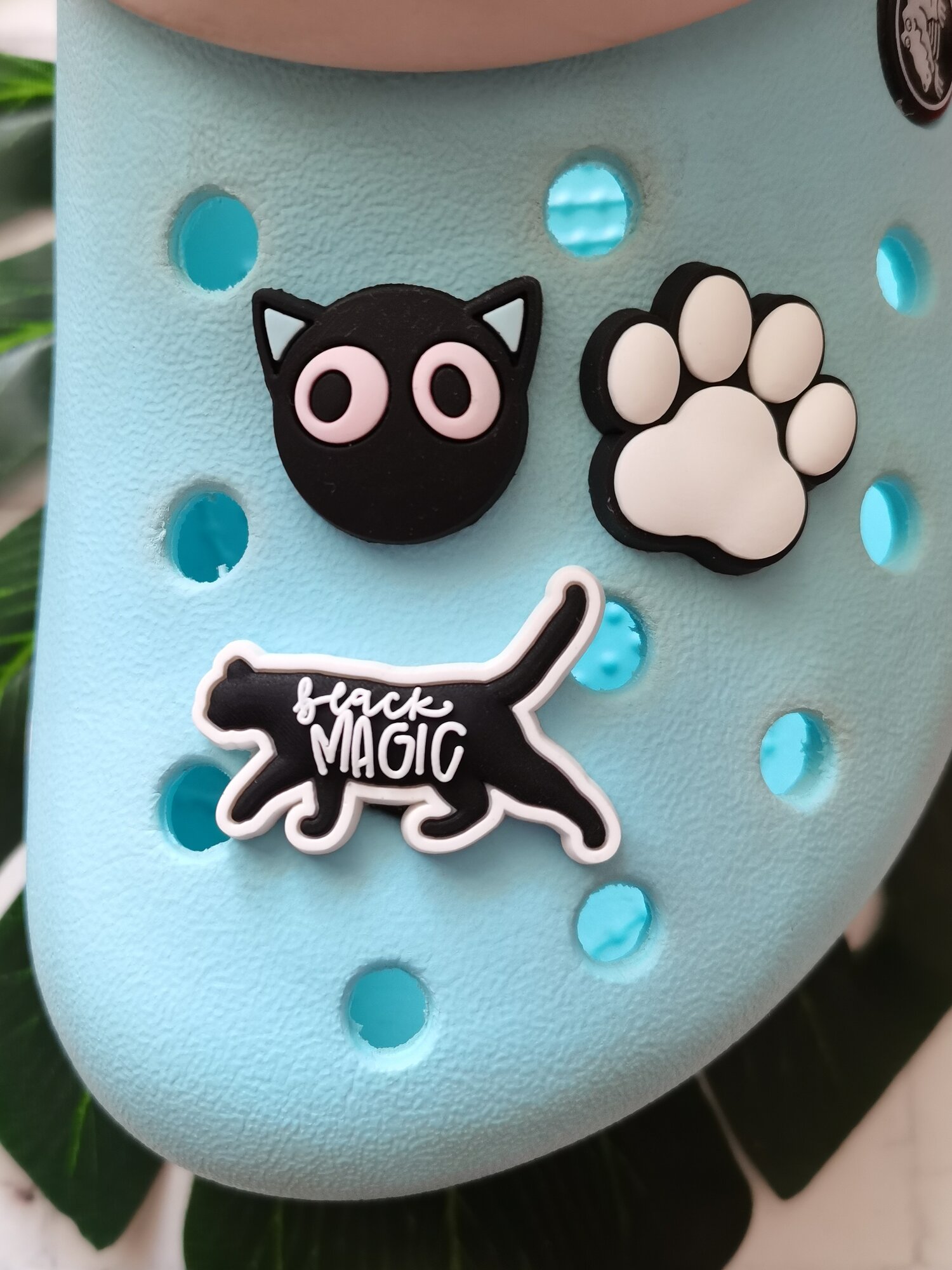 Джибитс для Crocs черная кошка