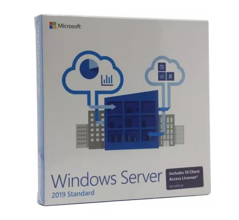 Серверная операционная система Windows Sever Standard 2019 64Bit English DVD 10 Clt 16 Core License (коробочная версия, FPP)