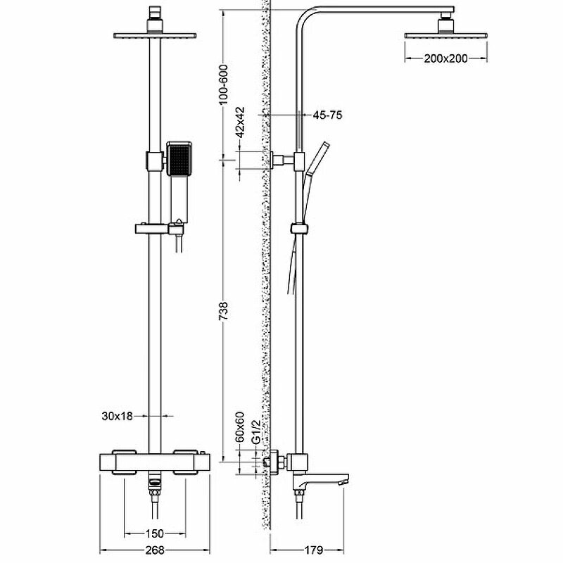 Душевая система Timo Tetra-thermo SX-0169/17 с термостатом Золото матовое