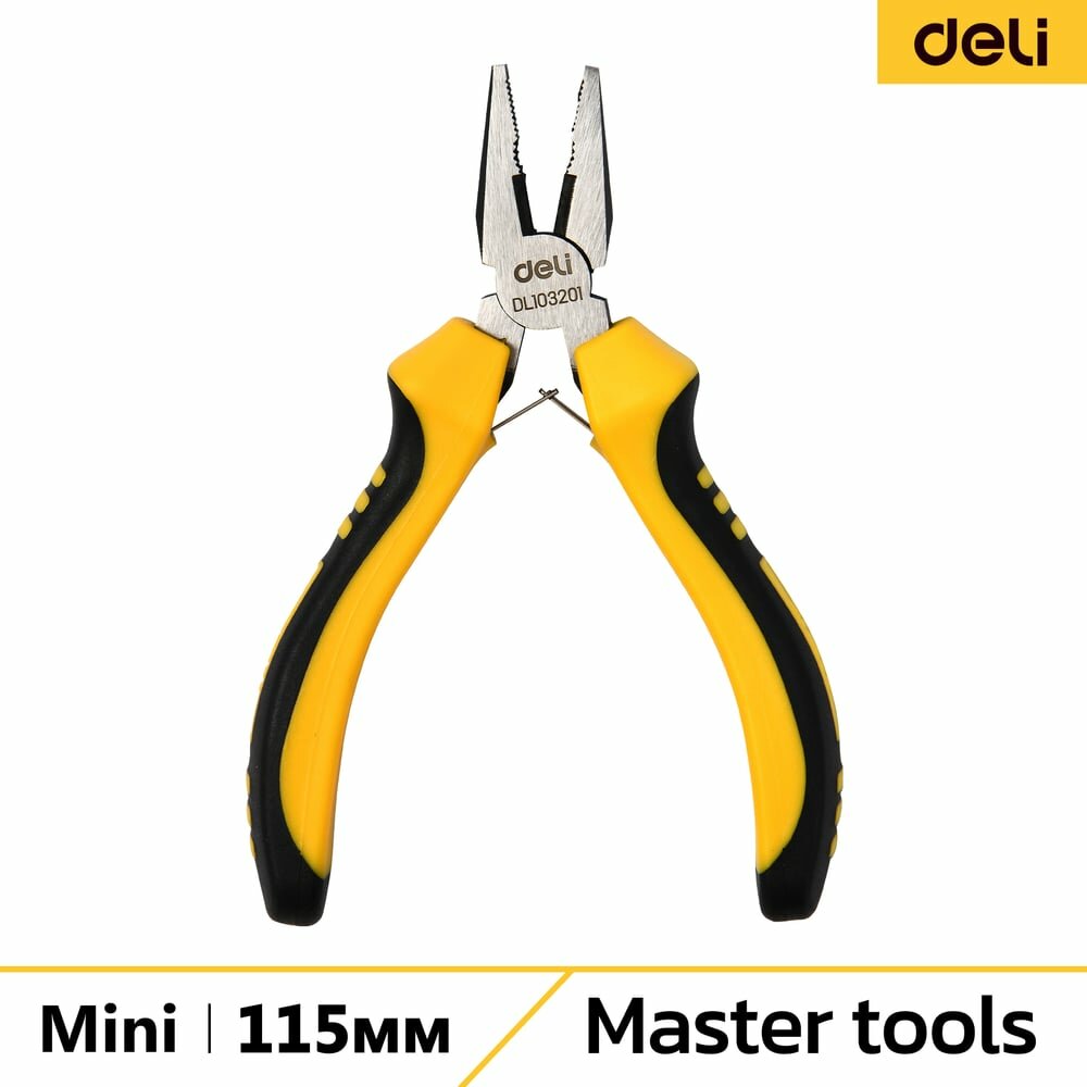 Мини-плоскогубцы DELI DL103201 115мм двухкомпонентная рукоять