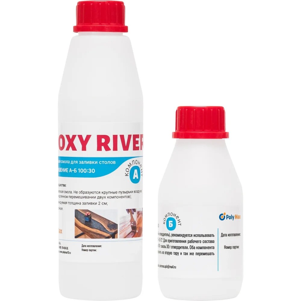 Эпоксидная смола Poly Max Epoxy River, прозрачная, для декоративно-прикладных работ, 1 кг