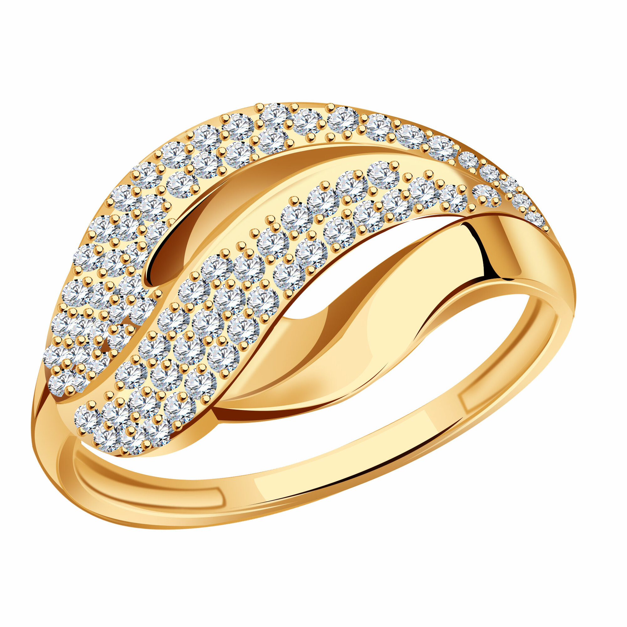 Кольцо, красное золото, 585 проба, фианит