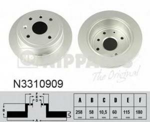 Диск тормозной задний chevrolet lacetti daewoo nubira Nipparts N3310909 Chevrolet / Daewoo: 96549630 Chevrolet Estate