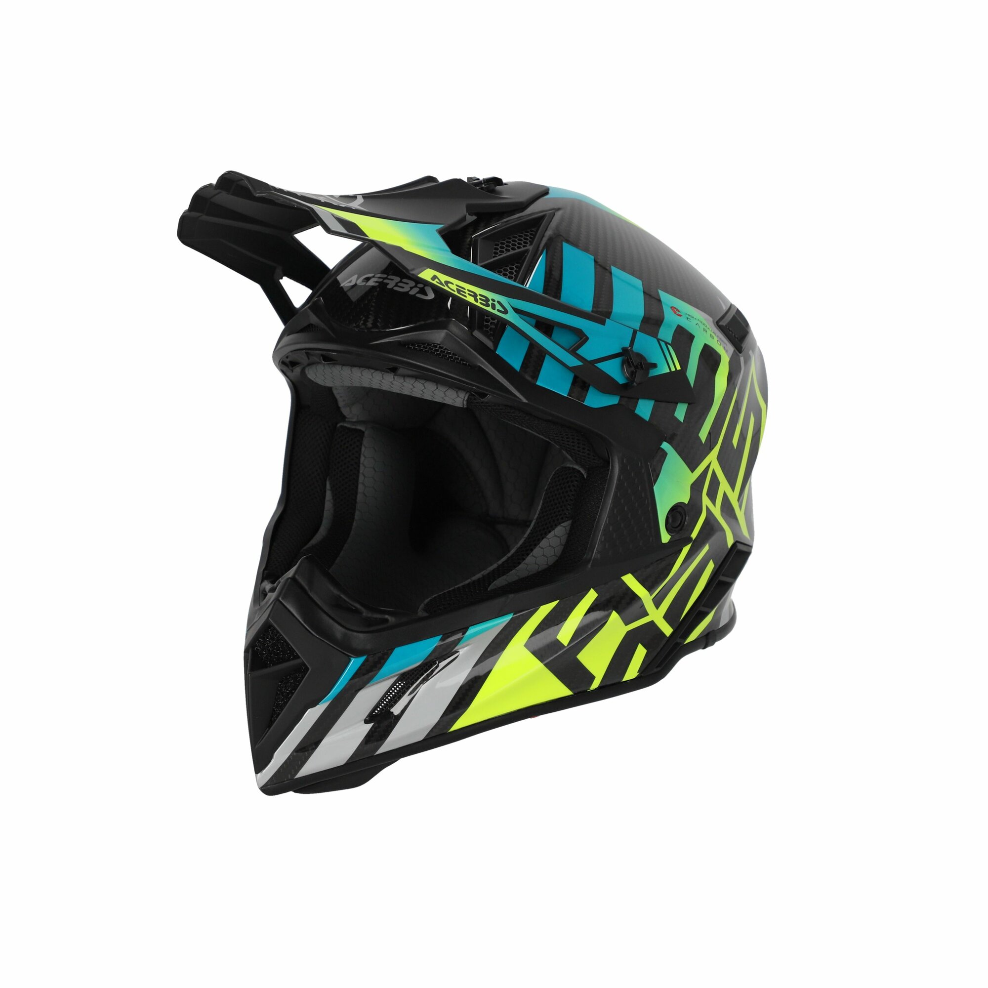 Мотошлем кроссовый Acerbis STEEL CARBON 22-06 Light Blue/Fluo Yellow, XS