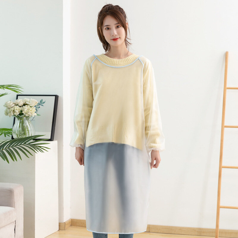 Женский фартук с длинными рукавами для домашней кухни, водонепроницаемый и маслостойкий, двусторонний, в стиле жилета, подходит для нанесения логотипа.