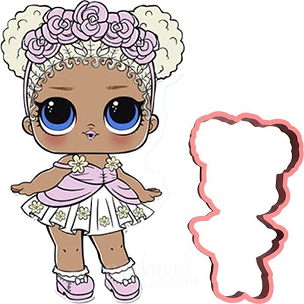 Трафарет для мастики/марципана Кукла Ло. Цветоч. 11х7,5 см с вырубкой М472 (Набор из 3 шт.)