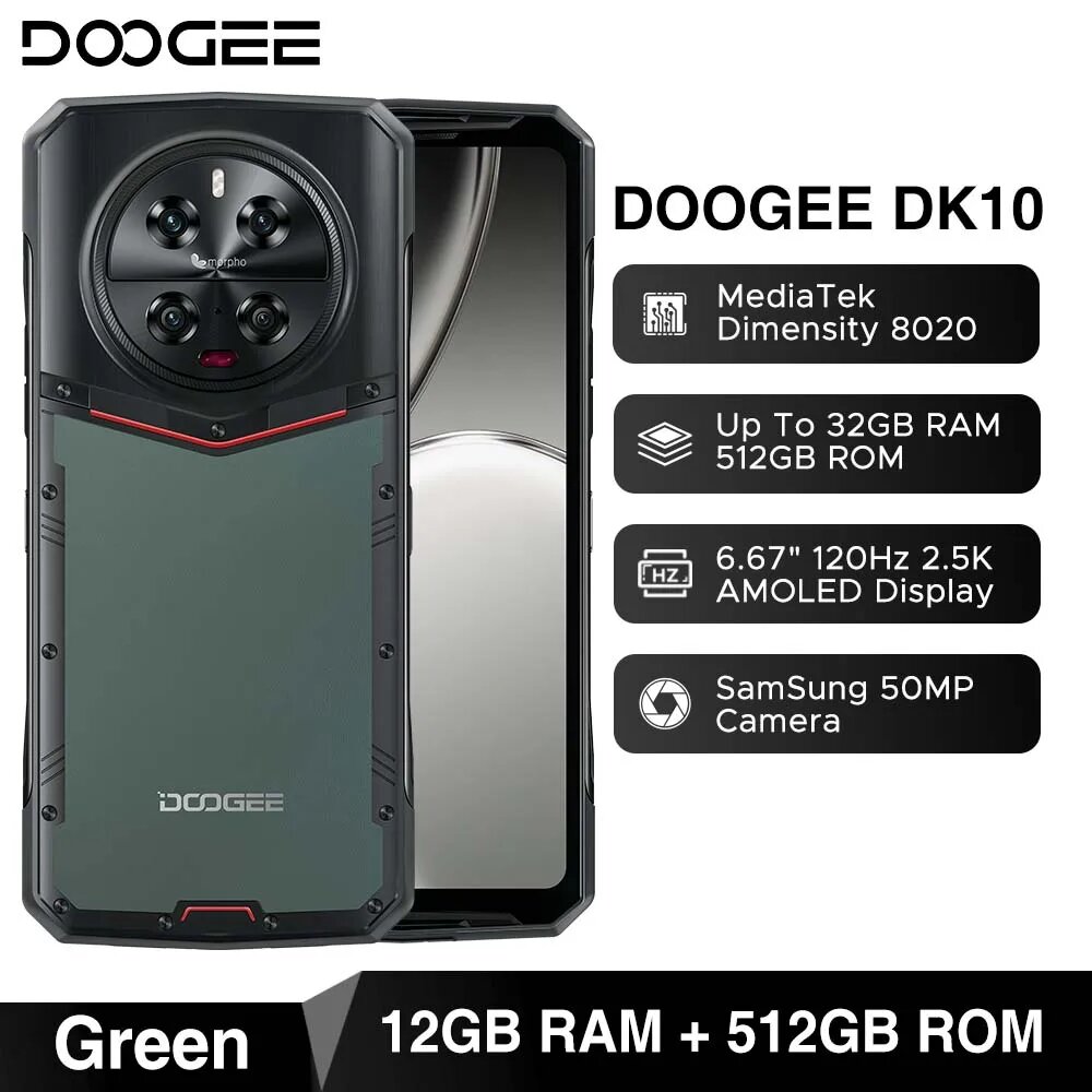Мировая премьера: защищенный смартфон DOOGEE DK 10 5G с 12 ГБ ОЗУ, 512 ГБ, 5150 мАч и зарядкой 120 Вт