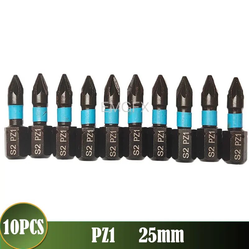 10 шт. PZ1/PZ2/PZ3/PH2 S2 наборы отверток из легированной стали 25 мм для дрели ударная PZ1-10pcs
