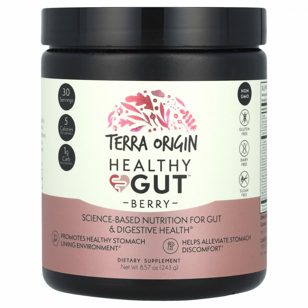 Terra Origin, Healthy Gut™, добавка для нормализации функций желудочно-кишечного тракта, вкус ягод, 243 г (8,57 унции)