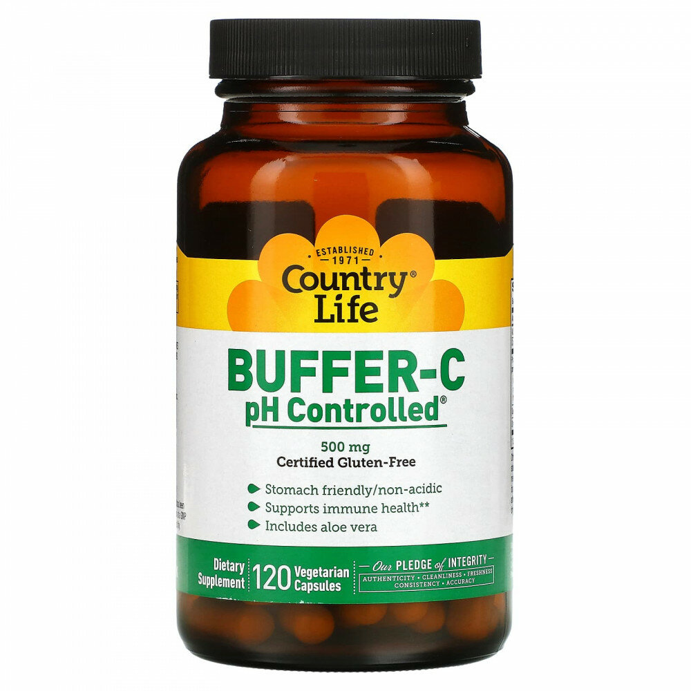 Country Life, Buffer-C, pH Controlled®, 120 вегетарианских капсул