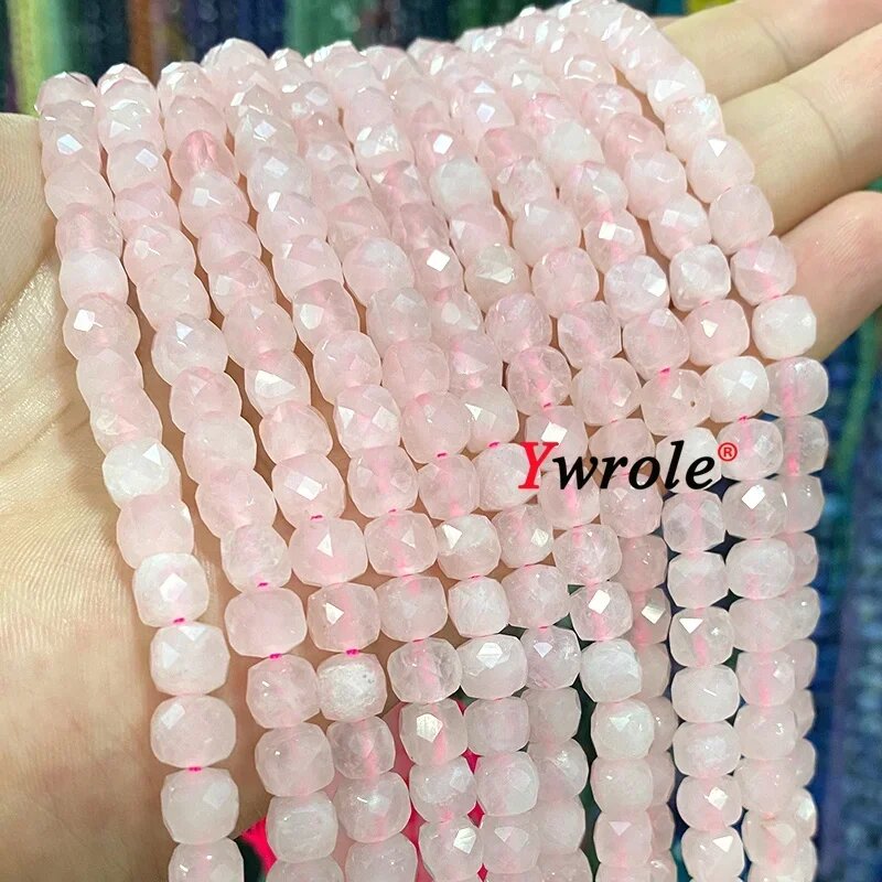 Лавандовые халцедоновые бусины YWROLE 7-8 мм Розовый, 7-8mm 22-23pcs, rose quartz